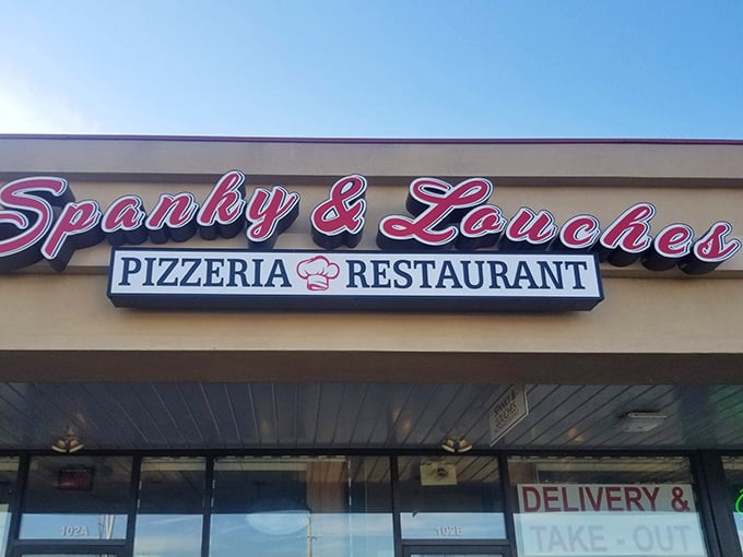 Same exterior, different angle&mdash;still promising the Italian-American dream in glowing red letters that say "get in here, you're hungry."