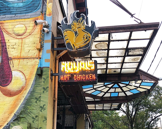 The neon crown beckons like a beacon of deliciousness on Louisville's streetscape. This isn't just signage&mdash;it's a promise of flavor royalty.
