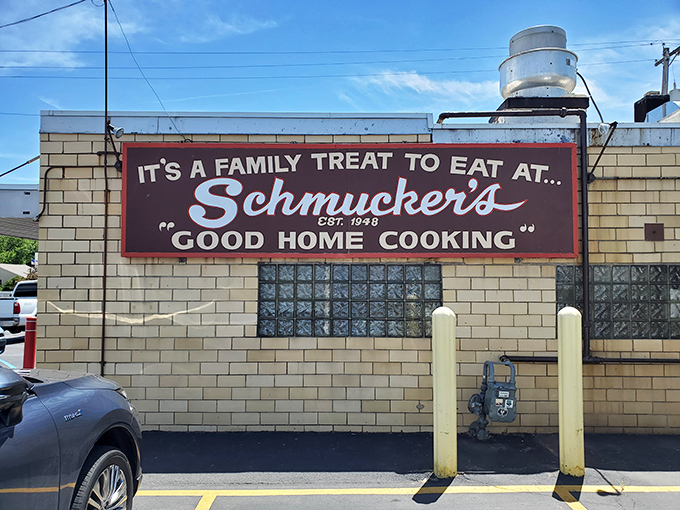 The iconic Schmucker's sign promises "Good Home Cooking" &ndash; perhaps the greatest understatement since someone described the Grand Canyon as "a pretty big hole."