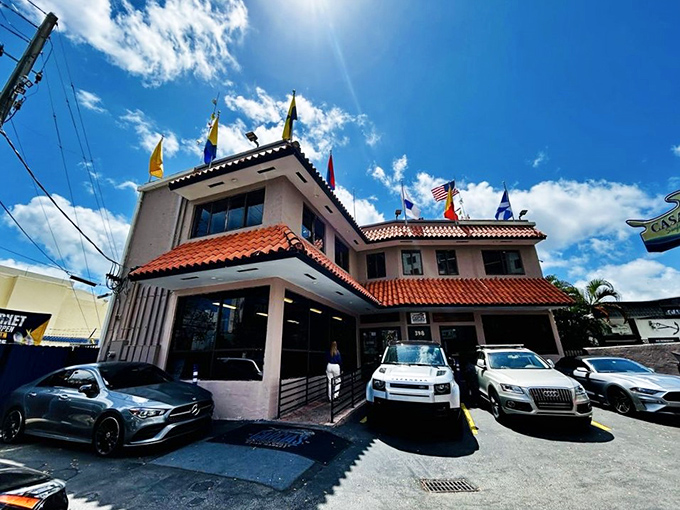 The pink stucco exterior of Garcia's with its Spanish-style roof tiles and colorful nautical flags stands as Miami's seafood beacon&mdash;no neon required.