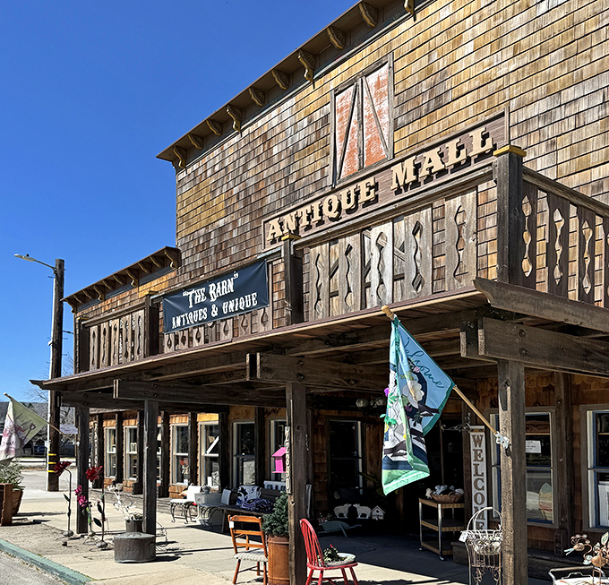 The weathered cedar shingles and rustic signage of The Barn aren't just Instagram-worthy&mdash;they're a time portal waiting to be opened.