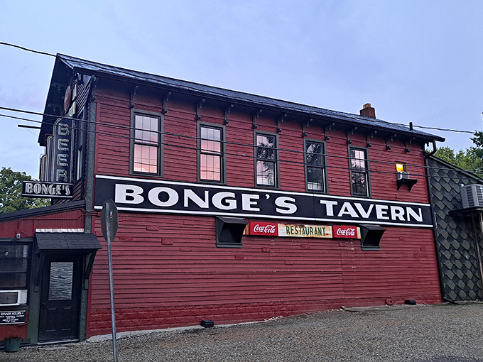 The unassuming red brick exterior of Bonge's Tavern stands like a culinary lighthouse in rural Indiana, beckoning hungry travelers with its simple promise: extraordinary food awaits.
