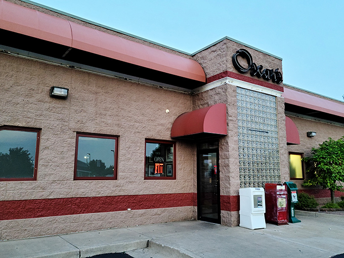 The sunset glow on Oscar's exterior isn't just lighting&mdash;it's a beacon calling hungry souls to breakfast paradise.