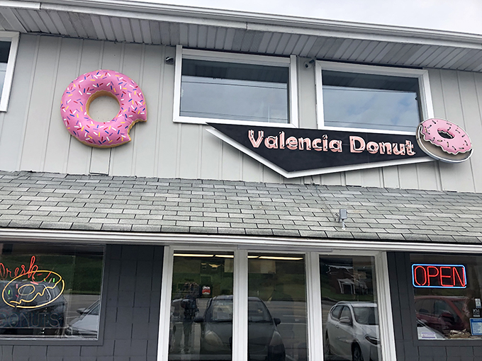 The pink donut signs adorning Valencia Donut's exterior aren't just decoration&mdash;they're beacons of hope for the breakfast-obsessed traveler on Pennsylvania's Route 8.