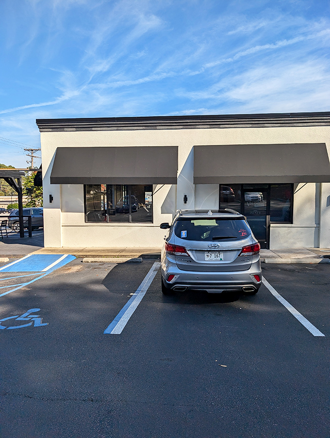 Bold signage promises breakfast adventures while wood accents whisper "come on in, the biscuits are fine."