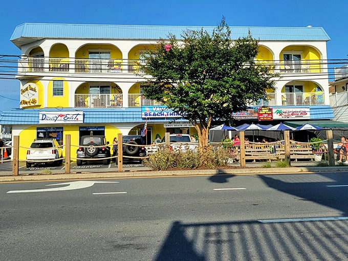 Sunshine yellow walls and a welcoming wooden deck make Woody's impossible to miss&mdash;like a delicious landmark guiding hungry travelers home.