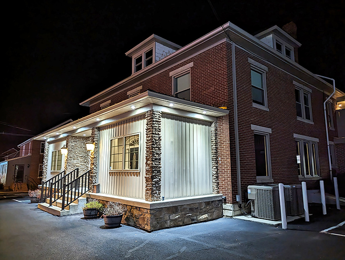 The Copper Kettle glows like a beacon of comfort food excellence on this Chambersburg evening.