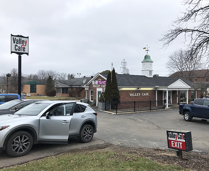 A second view of Valley Caf&eacute;'s exterior reveals convenient parking and clear signage &ndash; no GPS heroics required for this delicious destination.