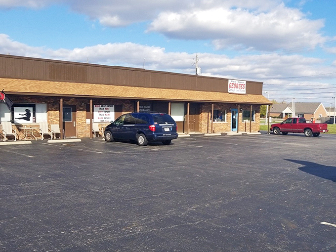 The unassuming exterior of George's Coneys and Gyros proves once again that culinary treasures often hide in plain sight along Ohio's suburban strips.