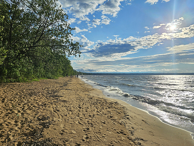 Where heaven meets earth &ndash; Brimley's shoreline stretches into infinity, offering a front-row seat to Lake Superior's ever-changing moods.