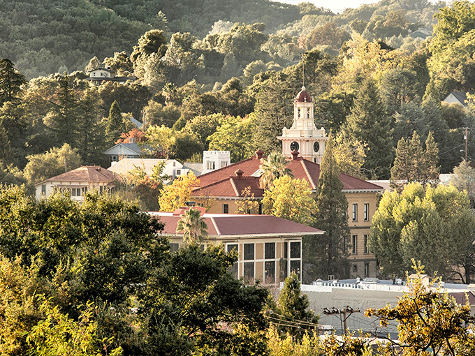 Sonora's golden-hour glow transforms terracotta rooftops and historic buildings into a scene that feels more European vacation than California retirement plan.