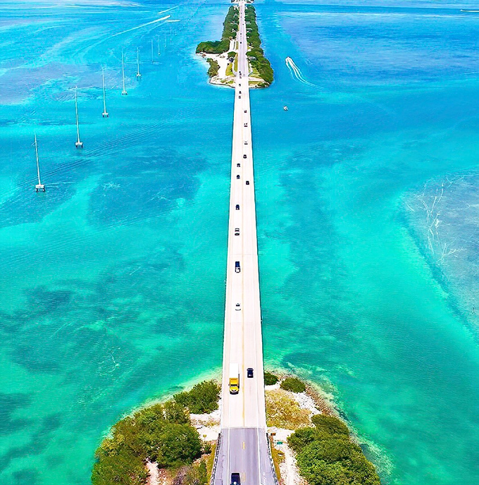 Where turquoise waters meet impossible bridges, proving Florida's engineers were part magician, part optimist.