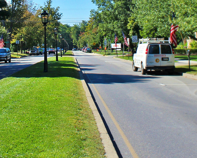 Wellsboro's tree-lined Main Street feels like stepping into a Norman Rockwell painting, complete with historic gas lamps and American flags.