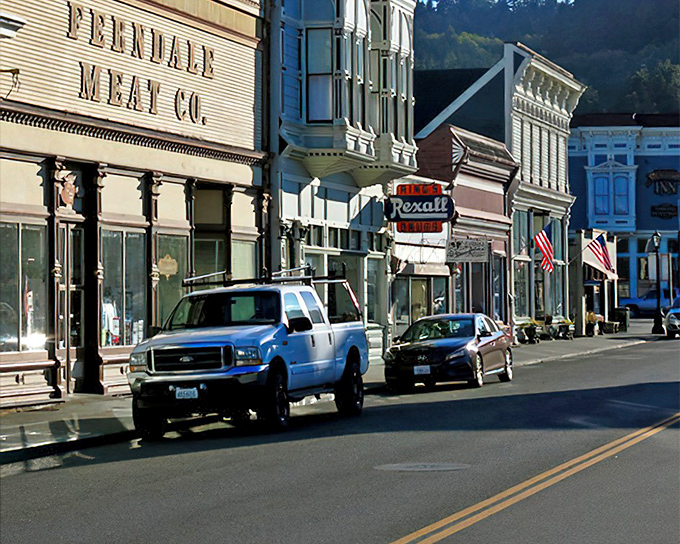 Ferndale's Main Street looks like a movie set, but it's 100% authentic California history&mdash;complete with the iconic Ferndale Meat Co. and vintage Rexall sign.