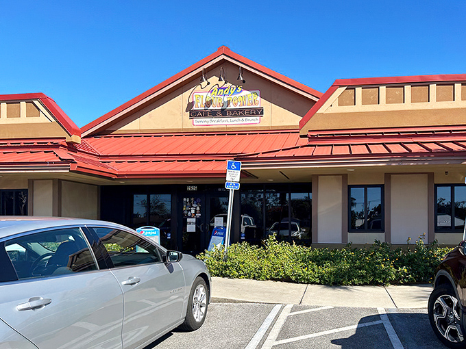 Morning sunshine highlights the cheerful exterior, where Florida's breakfast faithful make their pilgrimage for that perfect start to the day.