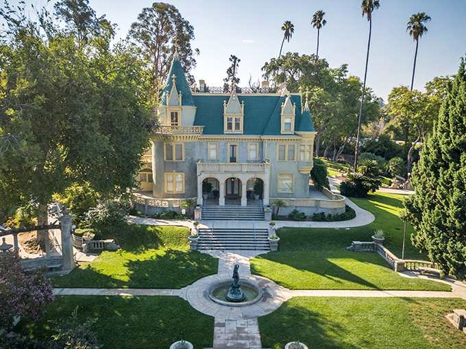 Like a Disney castle that escaped the theme park, Kimberly Crest's turquoise-roofed chateau sits regally among manicured gardens, proving fairytales do exist in Southern California.