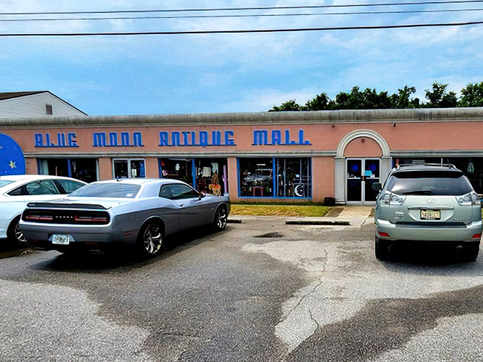 The unassuming pink fa&ccedil;ade of Blue Moon Antique Mall hides a universe of treasures within, like finding a diamond in your grandmother's junk drawer.