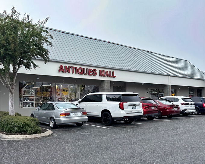 The unassuming exterior of Orange Tree Antiques Mall hides a universe of treasures within, like finding Narnia in a shopping center.