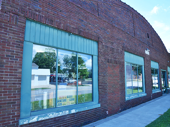 The unassuming brick exterior of A Wild Hare Antique Mall in Angola hides a universe of treasures waiting to be discovered inside.