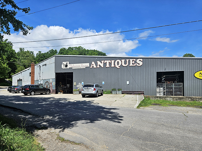 The unassuming exterior of Antique Tobacco Barn belies the wonderland of treasures waiting inside. Adventure begins here!