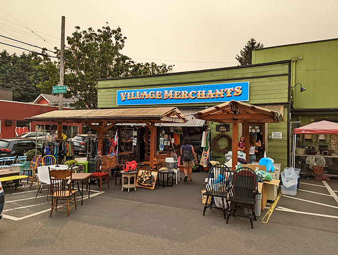 Another location sports the same inviting blue sign, with outdoor displays tempting passersby to stop and browse awhile.