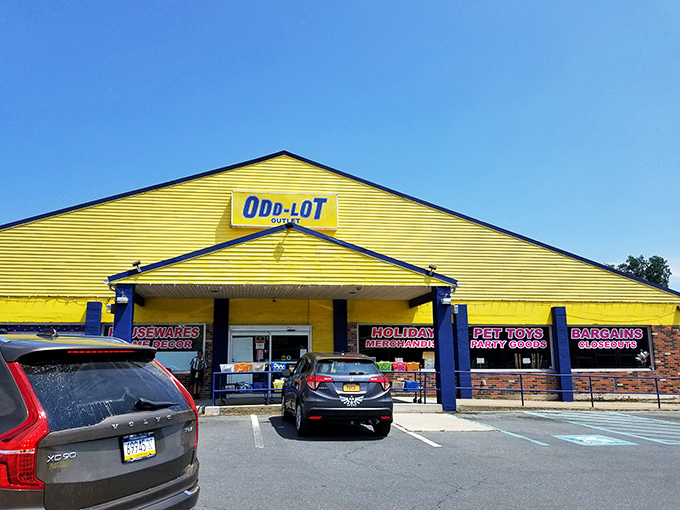 The sunshine-yellow exterior of Odd-Lot Outlet stands like a beacon of bargains in Tannersville, promising treasures that won't break the bank.