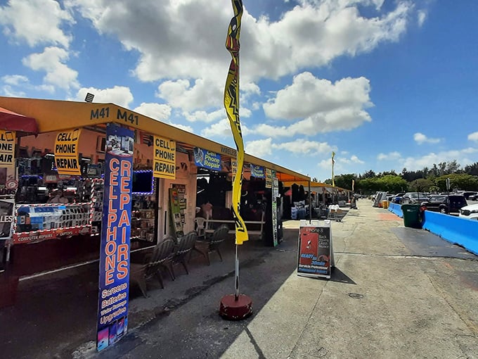 The unassuming exterior of Opa Locka Indoor Flea Market hides a treasure trove within. Like a Vegas casino, the real magic happens once you step inside.