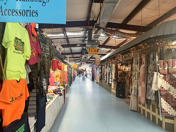 Long corridors of possibility await as you venture inside. Each stall is like opening a different chapter in the treasure-hunting handbook.