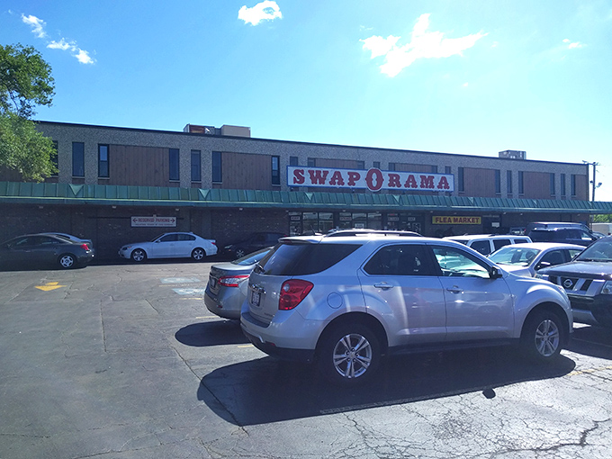 Sunlight bathes the Melrose Park marketplace on a perfect bargain-hunting day. That packed parking lot isn't just cars – it's stories waiting to unfold inside.
