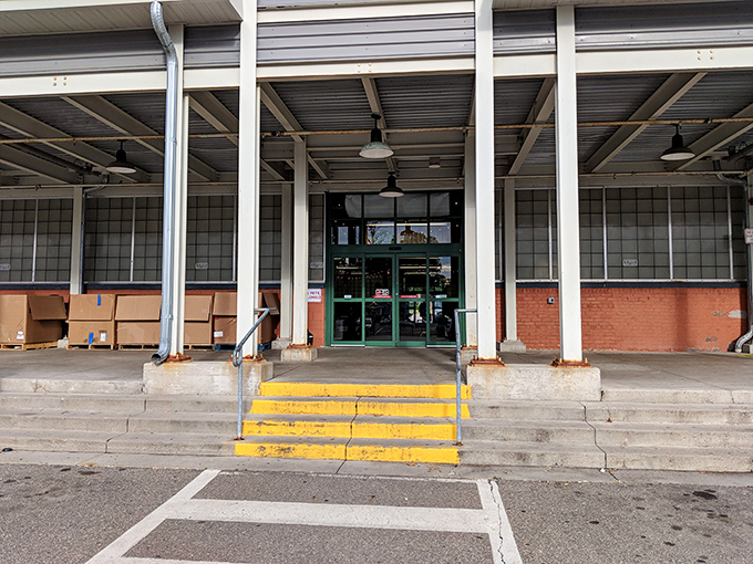 The yellow steps leading to the market's entrance are like a runway to retail therapy &ndash; no red carpet needed for this shopping adventure.