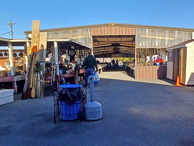 The covered pavilions at Jake's offer treasure hunters shelter from the elements and endless rows of potential discoveries waiting to be unearthed.