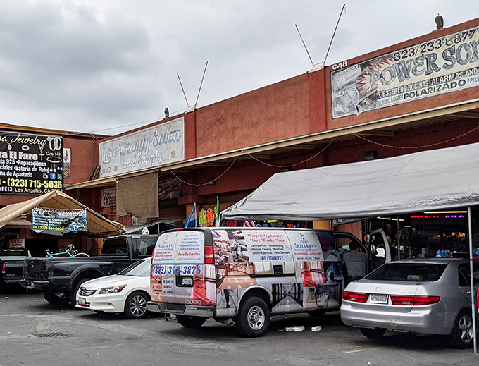 The unassuming exterior of El Faro Plaza belies the sensory explosion waiting inside. Like finding a secret portal to Mexico in the heart of Los Angeles.
