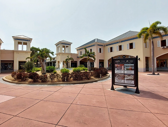 Mediterranean elegance meets bargain hunting paradise at Ellenton Premium Outlets, where palm trees and discounts create Florida's most satisfying shopping mirage.