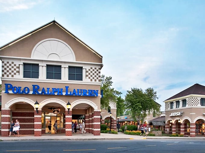 The architectural charm of Polo Ralph Lauren and Bose storefronts welcomes shoppers like a retail version of "hello, old friend." Premium without the premium prices.