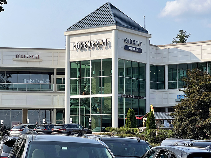 The modern architecture welcomes bargain hunters like a retail beacon calling from the Pennsylvania mountains.