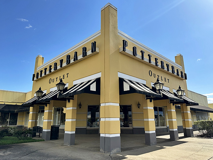 Pottery Barn's distinctive storefront beckons with its classic black-and-white awnings&mdash;a siren song for anyone who's ever dreamed of a Pinterest-worthy living room.