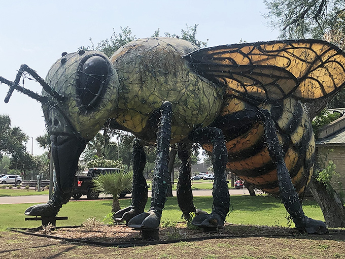 The star of Hidalgo stands tall and proud. This 2,000-pound fiberglass behemoth turns what could have been a PR nightmare into a tourist's delight.