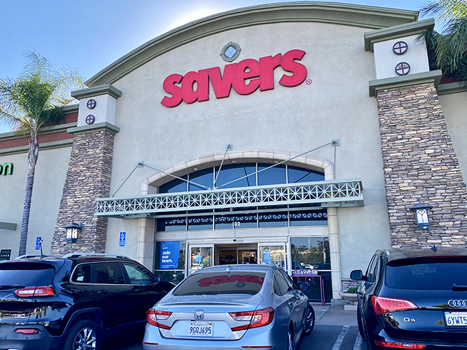 The stone-accented facade of Savers in Murrieta promises treasure hunting adventures that won't break the bank. California sunshine and bargain hunting&mdash;name a more perfect duo.
