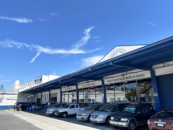 The blue and white facade might not scream "treasure trove," but this unassuming building houses furniture finds that would make any HGTV host swoon with delight.