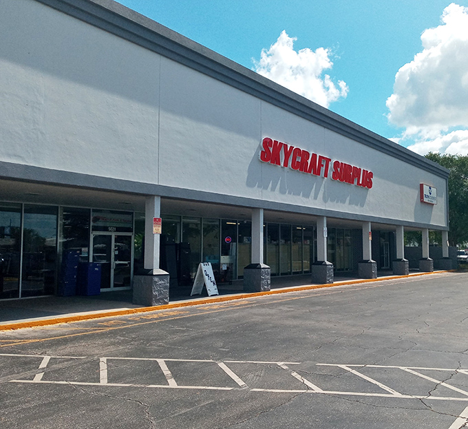 Skycraft's newer location maintains the same treasure-hunting appeal, minus the UFO. The unassuming exterior hides galaxies of gadgetry within.