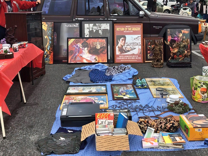Movie buffs rejoice! This vendor's collection of martial arts film posters and memorabilia proves one person's basement treasure becomes another's living room conversation piece.