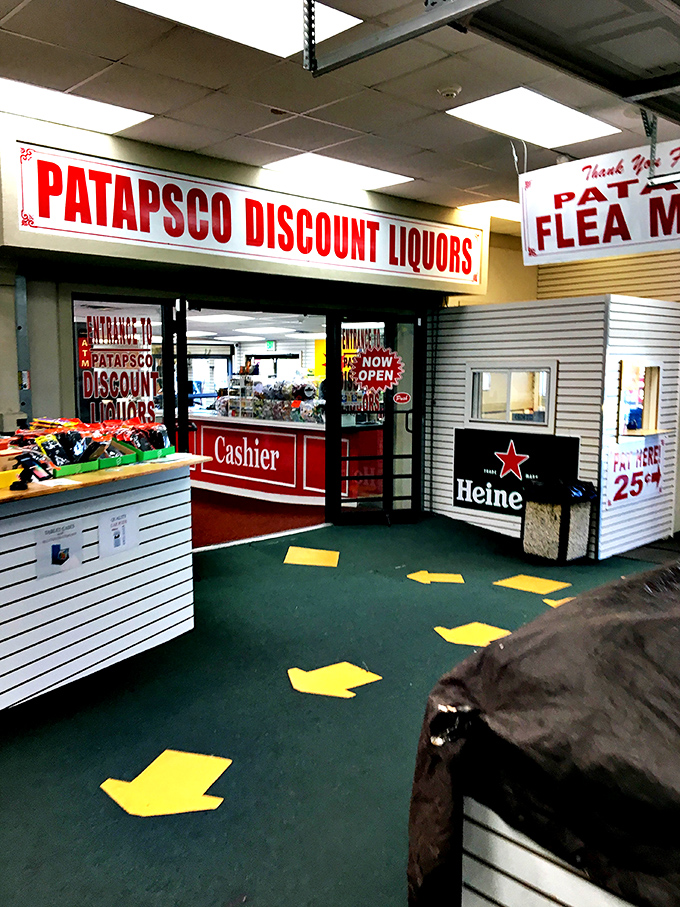 The unassuming entrance to Patapsco Discount Liquors shares space with the flea market &ndash; like finding the secret passage to Narnia through a liquor store.