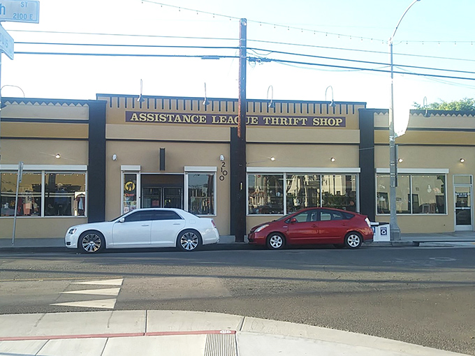 The unassuming facade of Assistance League Thrift & Vintage in Long Beach hides a treasure trove within. Like a speakeasy for bargain hunters, you'll need to step inside to discover the magic.