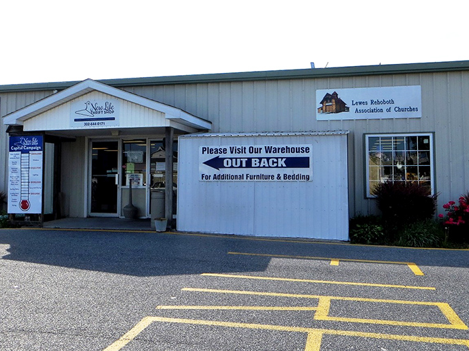 The outdoor treasure hunt begins! New Life's parking lot transforms into an open-air bazaar where yesterday's furniture awaits tomorrow's homes.