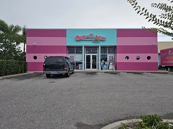 The Miami Vice meets Barbie dreamhouse exterior isn't just eye-catching&mdash;it's a beacon of hope and bargains in St. Petersburg's retail landscape.