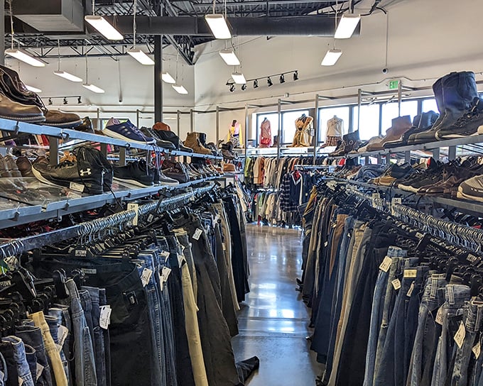 The denim paradise at Uptown Cheapskate stretches before you like a blue jean dream. Every pair tells a story, and at these prices, you'll want to listen.