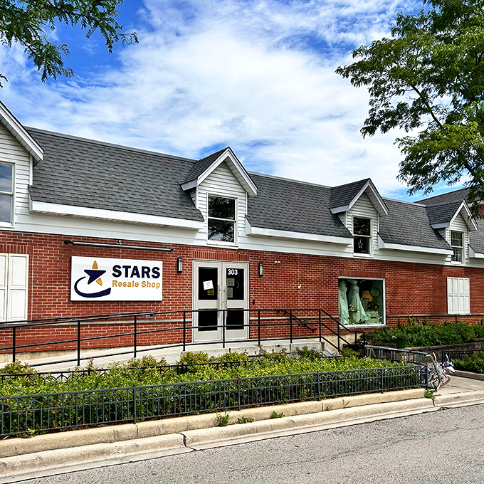 The brick-and-mortar treasure chest of Wheaton beckons with its star-studded sign, promising adventures in thrifting that your wallet will thank you for.