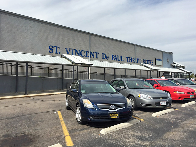 The mothership has landed in Dayton! CityThrift's massive exterior promises treasure hunting on an industrial scale.