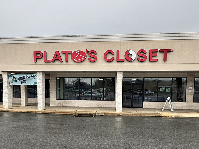 The storefront might not scream "fashion paradise," but inside this unassuming exterior lies a treasure trove that'll make your wallet sing with joy.