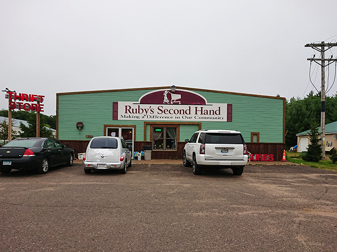 The mint-green exterior of Ruby's Second Hand promises treasure hunting adventures within. "Making a Difference in Our Community" isn't just a tagline&mdash;it's their mission.